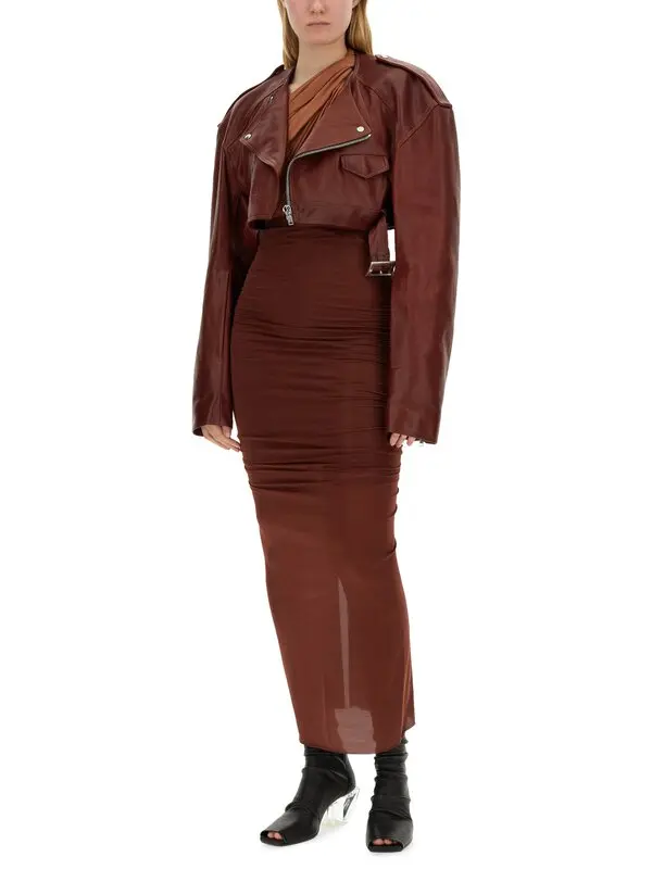 Rick Owens Leather Cropped Jacket - Bordeaux
