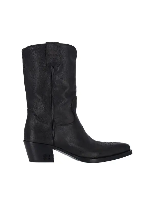 Miu Miu Logo Boots - Black