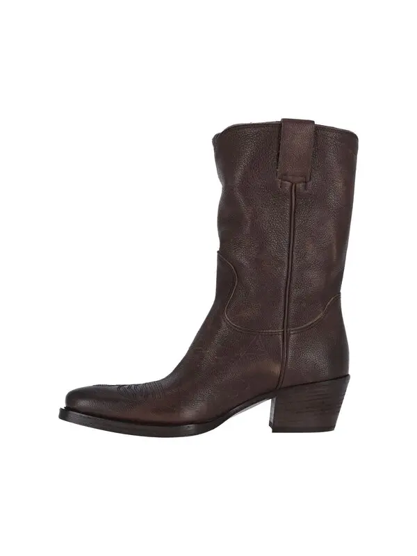 Miu Miu Logo Boots - Brown