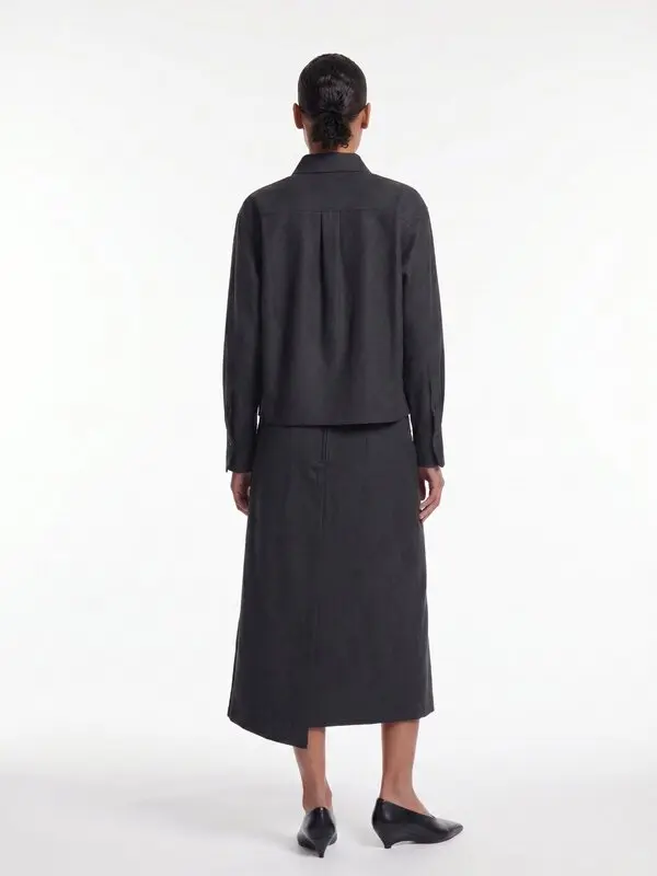 Victoria Beckham Wool Shirt With Classic Collar And Applied Pocket