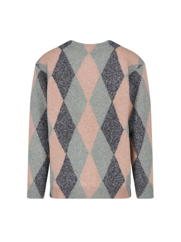 Miu Miu Virgin Wool Cardigan With Lettering Logo - Multi