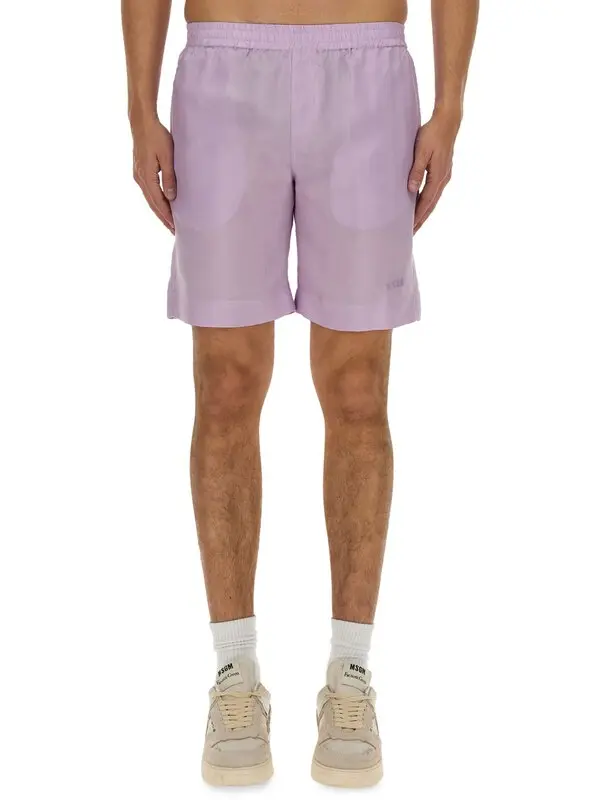 MSGM Short With Logo - Lilac