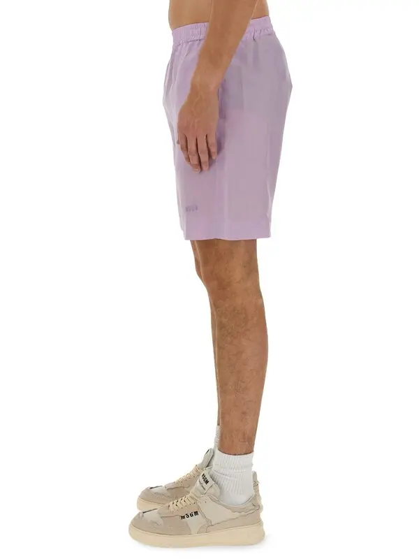 MSGM Short With Logo - Lilac