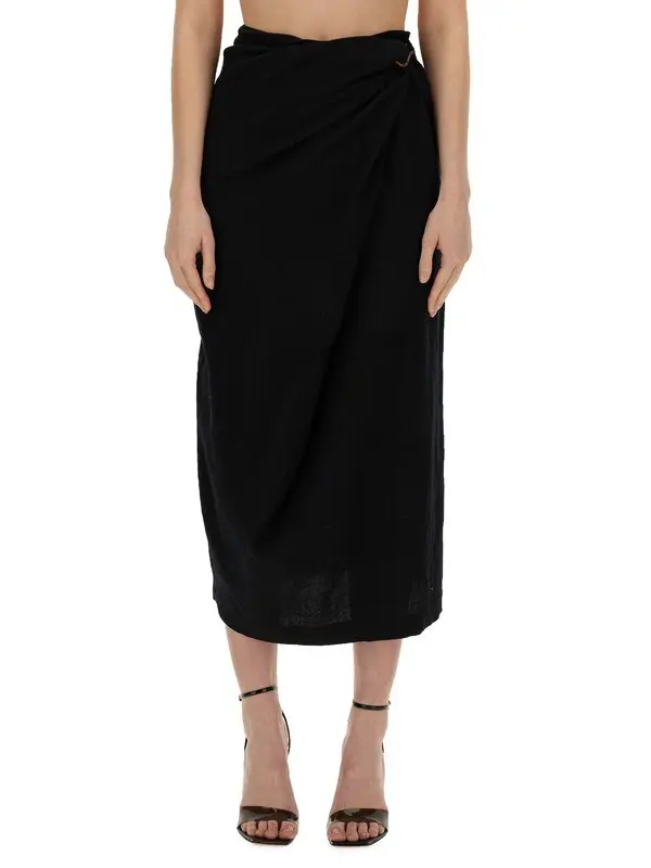 ALYSI Midi Skirt With Hook Fastening - Black