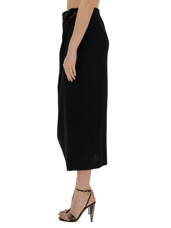 ALYSI Midi Skirt With Hook Fastening - Black