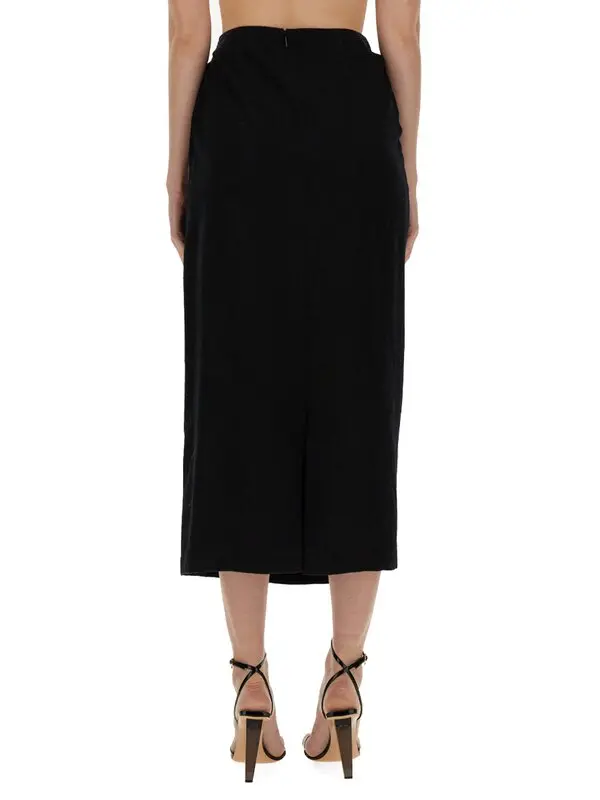 ALYSI Midi Skirt With Hook Fastening - Black