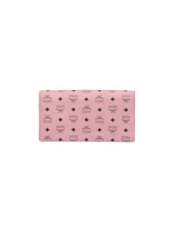 Mcm Large Wallet With Logo Shoulder Strap - Pink
