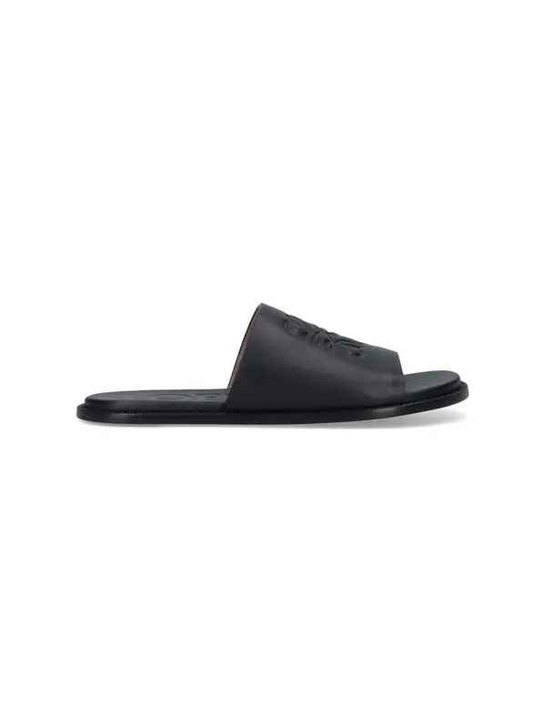 Loewe Anagram Flex Slide Sandals - Black