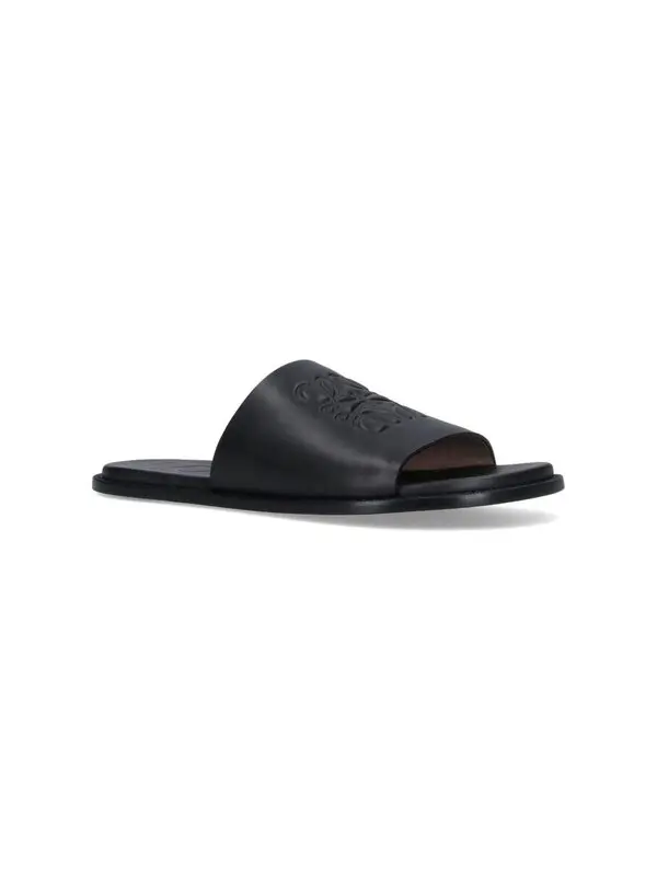 Loewe Anagram Flex Slide Sandals - Black