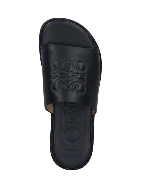 Loewe Anagram Flex Slide Sandals - Black