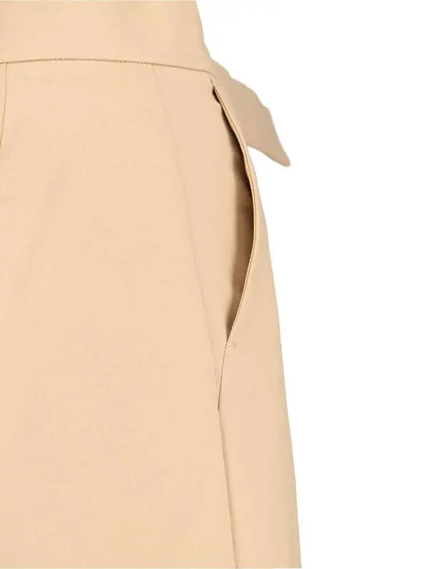 Max Mara Wide Leg Cotton Pants - Beige