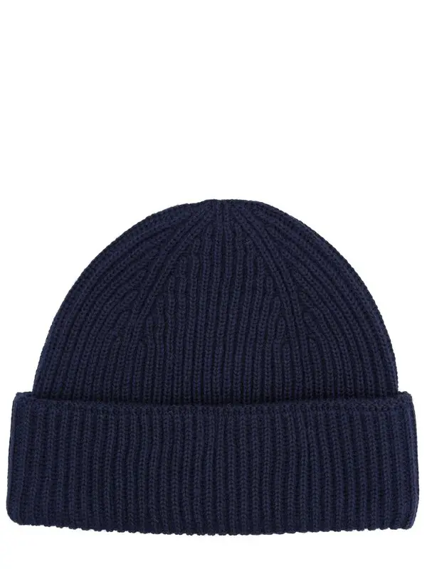 Maison Kitsuné Beanie With Fox Patch - Blue