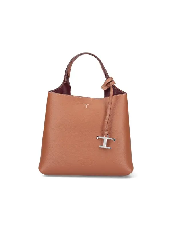 TOD'S Hammered Leather Handbag - Brown