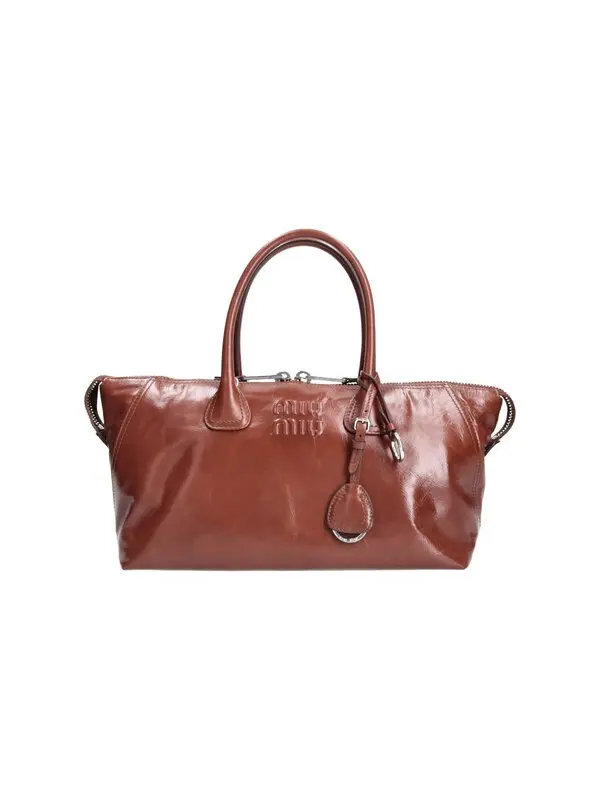 Miu Miu Hammered Leather Handbag - Brown