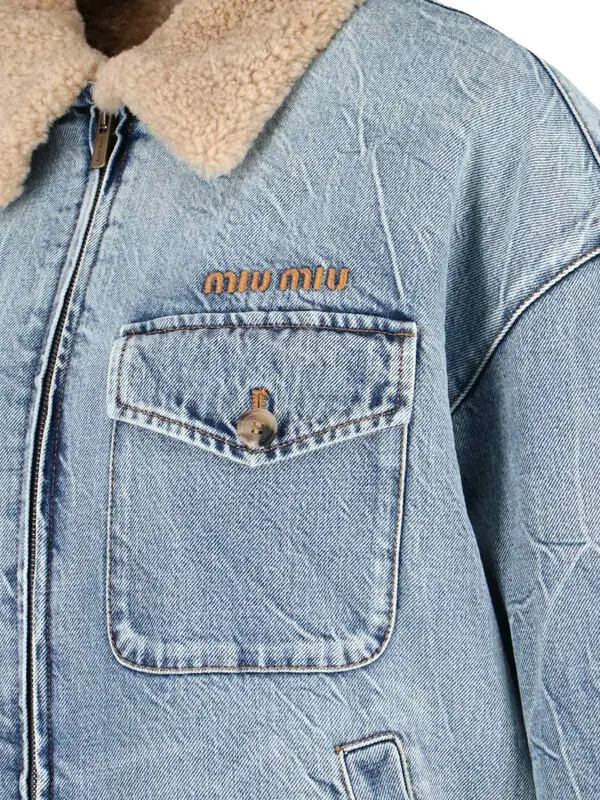 Miu Miu Logo Denim Jacket - Light Blue