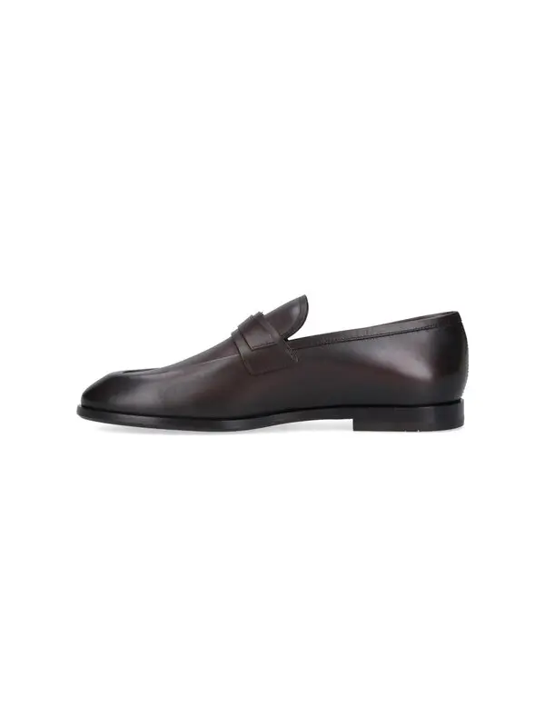 FERRAGAMO Gancini Leather Loafers - Brown