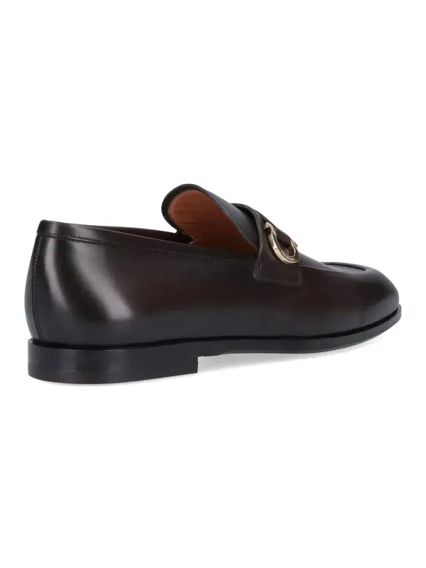 FERRAGAMO Gancini Leather Loafers - Brown