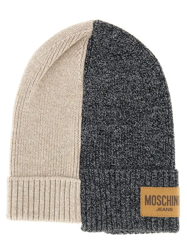 Moschino Wool Cap With Logo - Grey