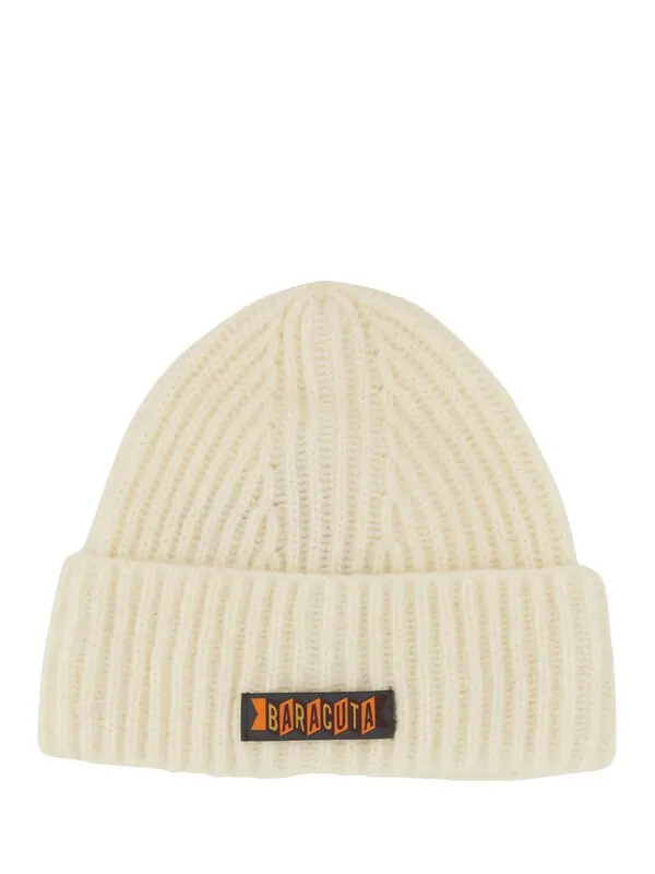 BARACUTA Beanie With Logo Patch - White