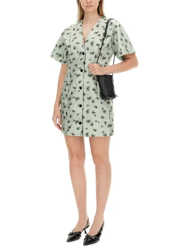 Ganni Mini Dress In Green - 40% Off | Editorialist
