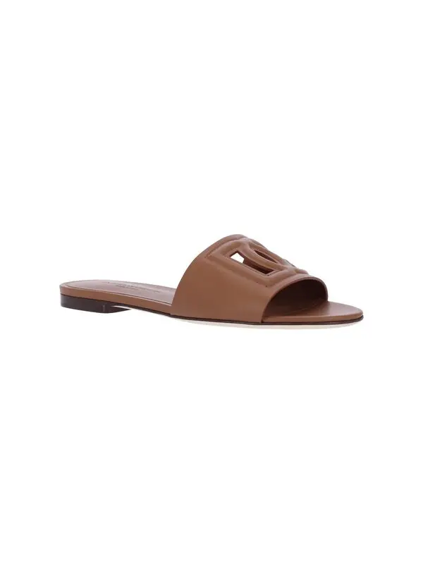 Valentino Garavani Logo Slide Sandals - Brown