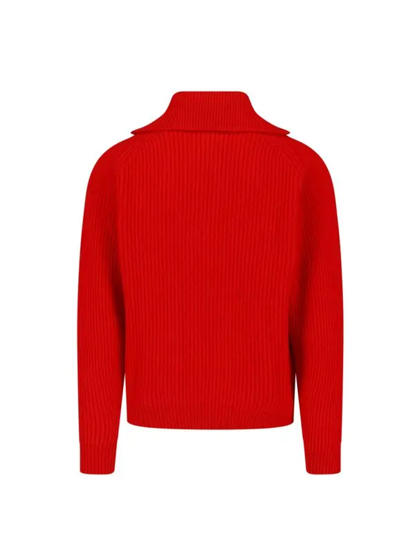 Closed Zip Sweater - Red