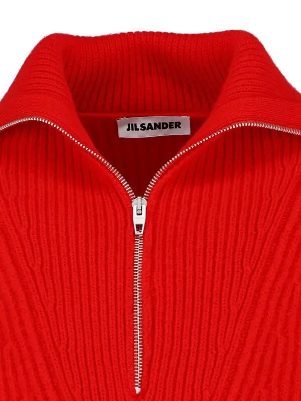Closed Zip Sweater - Red