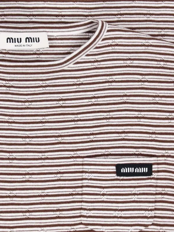 Miu Miu Junya Watanabe Striped Cotton And Cashmere Blend Sweater - Brown
