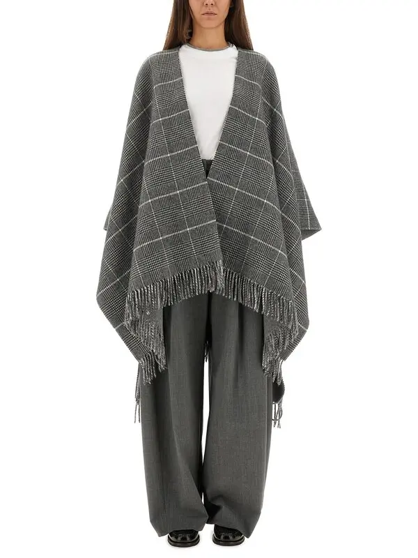 Brunello Cucinelli Wool Poncho With Fringe