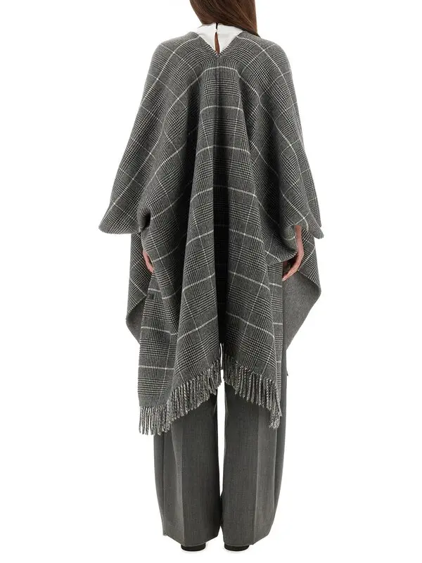 Brunello Cucinelli Wool Poncho With Fringe