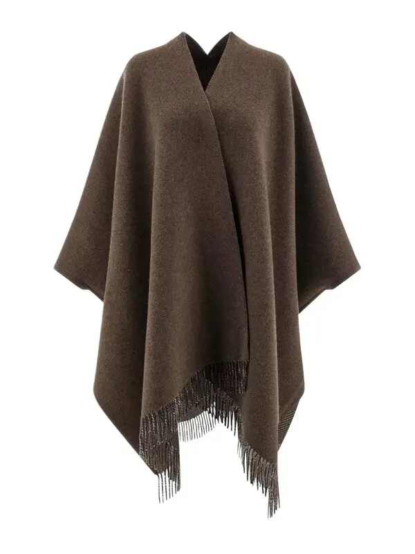 Brunello Cucinelli Wool Poncho With Fringe