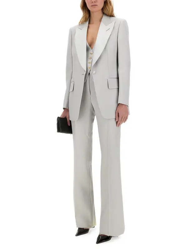 TOM FORD Wide Leg Tuxedo Tailored Pants - Grey