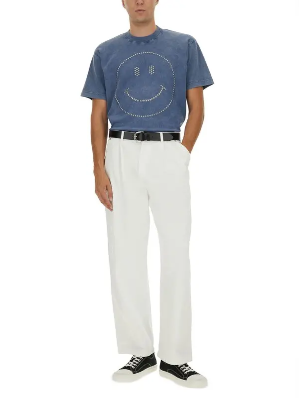 Moschino Smiley" Heavy Cotton T-shirt - Blue