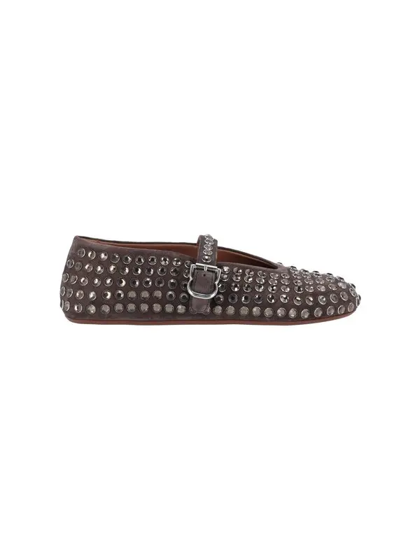 Alaïa Ballet Flats With Rhinestones - Brown