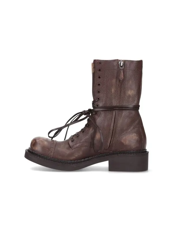 Miu Miu Lace-up Ankle Boots - Brown