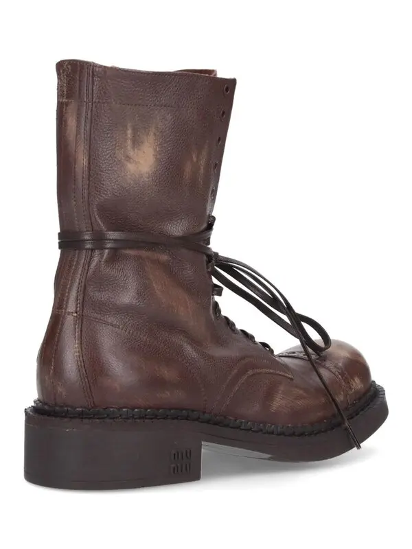 Miu Miu Lace-up Ankle Boots - Brown