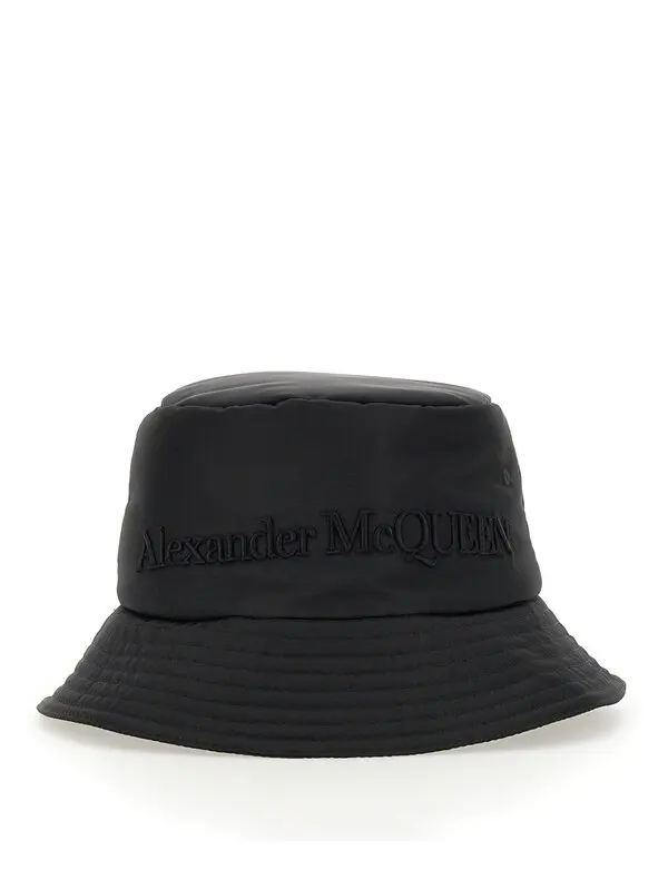 Alexander McQueen Bucket Hat With Embroidered Logo - Black