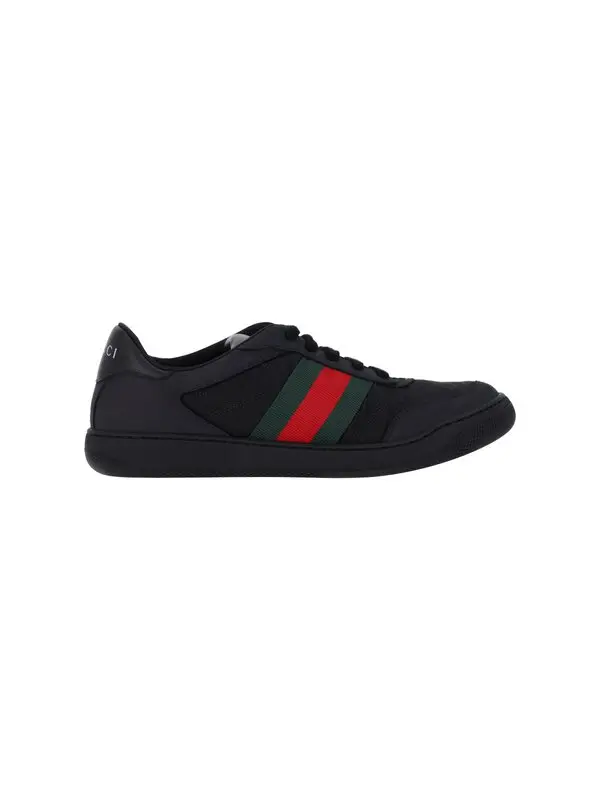 Gucci Screener "gg" Fabric Insert Sneakers - Black