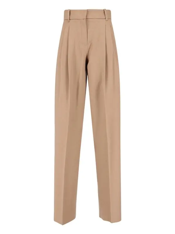 Sportmax Virgin Wool Straight Leg Pants - Brown