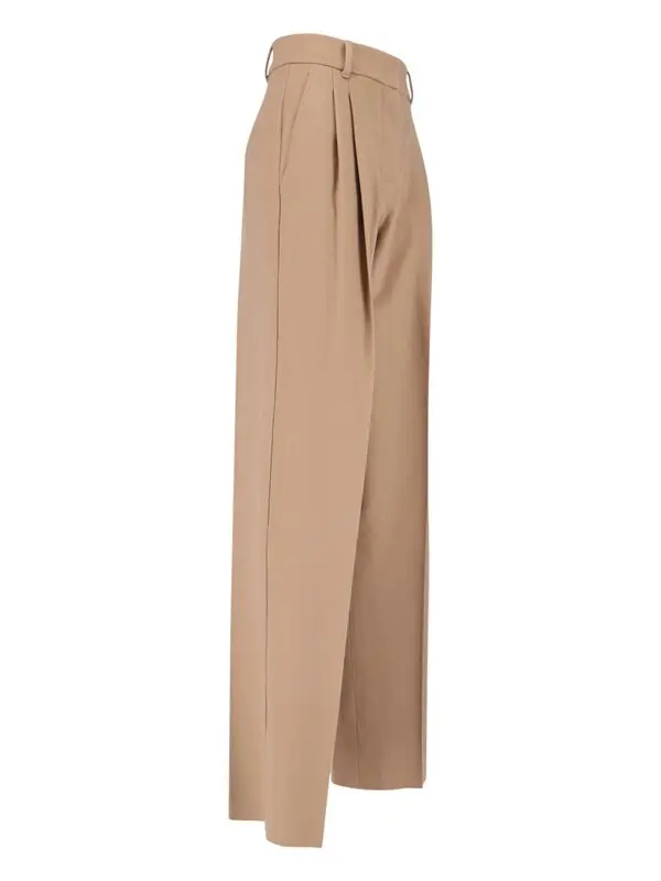 Sportmax Virgin Wool Straight Leg Pants - Brown