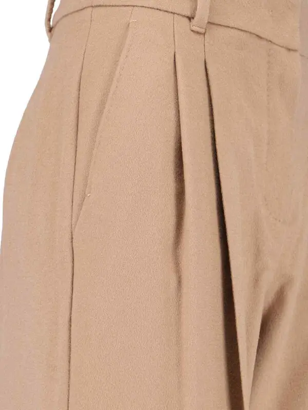 Sportmax Virgin Wool Straight Leg Pants - Brown