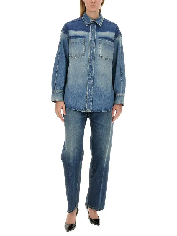 Victoria Beckham Oversized Cotton Shirt - Denim