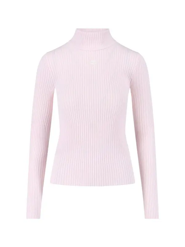 COURREGES Logo Turtleneck Sweater - Pink