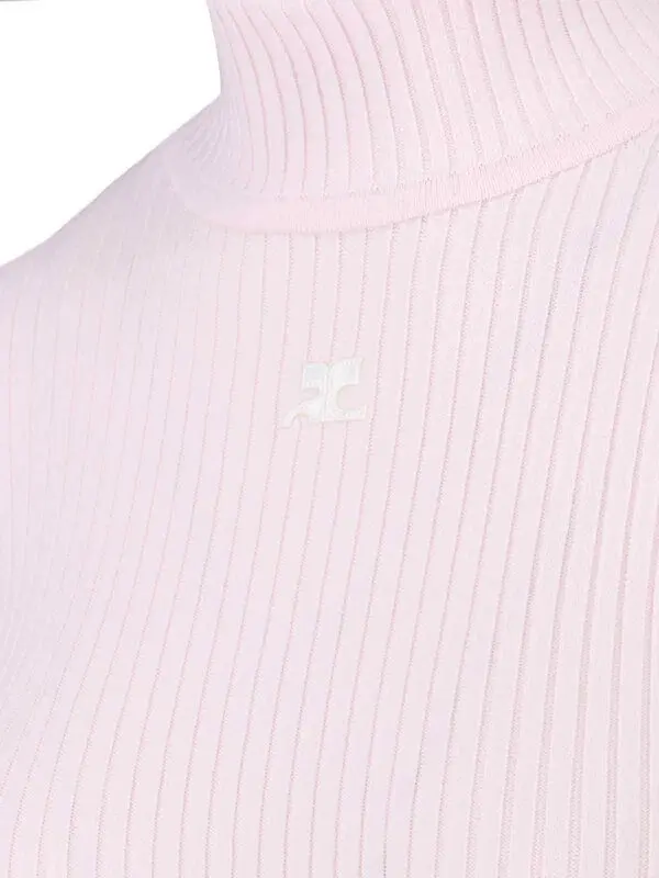 COURREGES Logo Turtleneck Sweater - Pink
