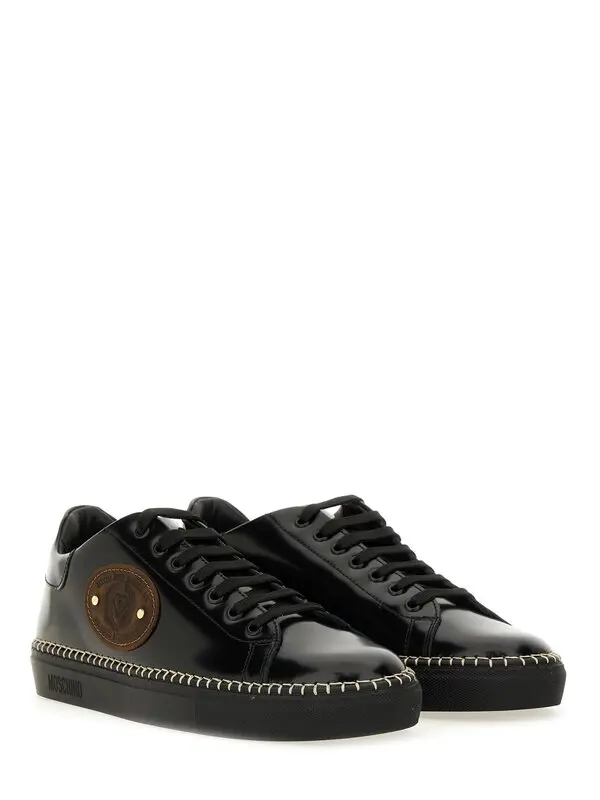 Moschino Leather Low Top Sneaker - Black