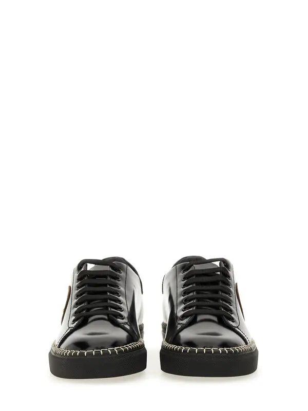 Moschino Leather Low Top Sneaker - Black