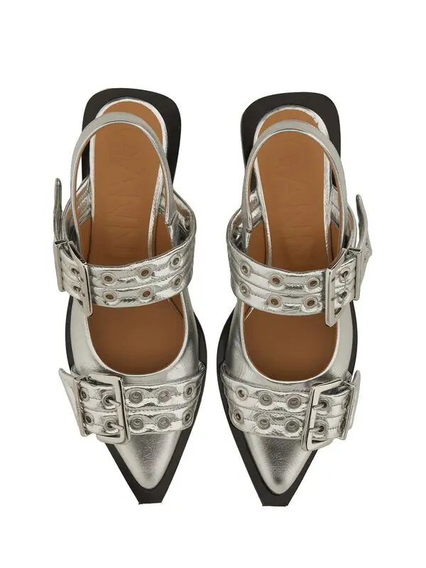 GANNI Ballerina With Buckle - Silver