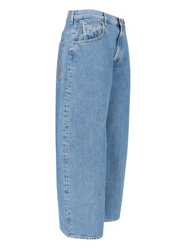 Attico Cropped Wide Leg Jeans - Light Blue