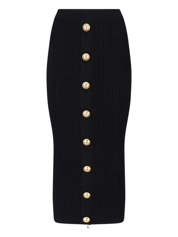Balmain Knit Midi Skirt - Black