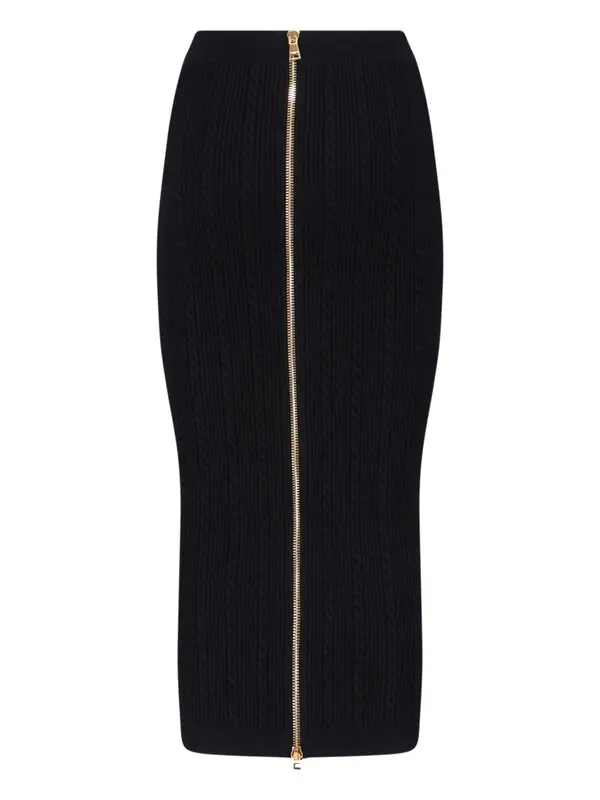 Balmain Knit Midi Skirt - Black